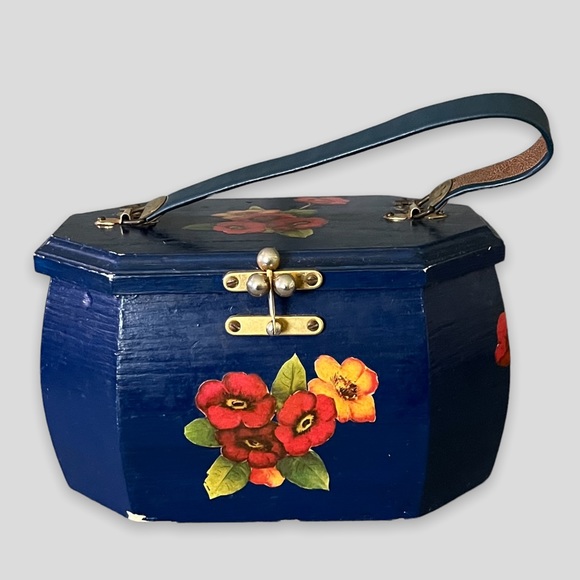 Vintage | Bags | Vintage Handmade Wood Box Purse Decoupage Floral ...